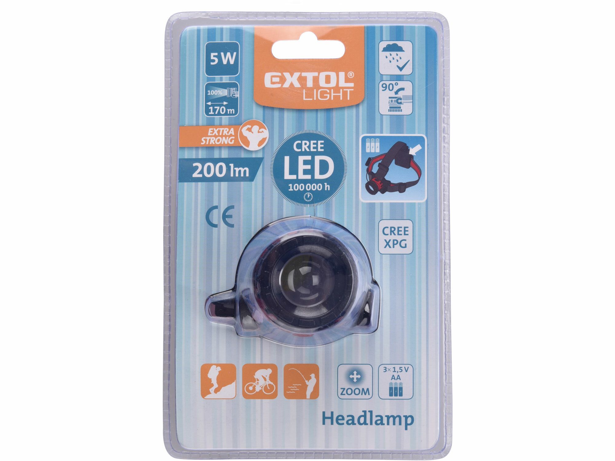 Čelovka 200lm CREE XPG, 5W CREE XPG, funkce ZOOM EXTOL-LIGHT - TorriaCars